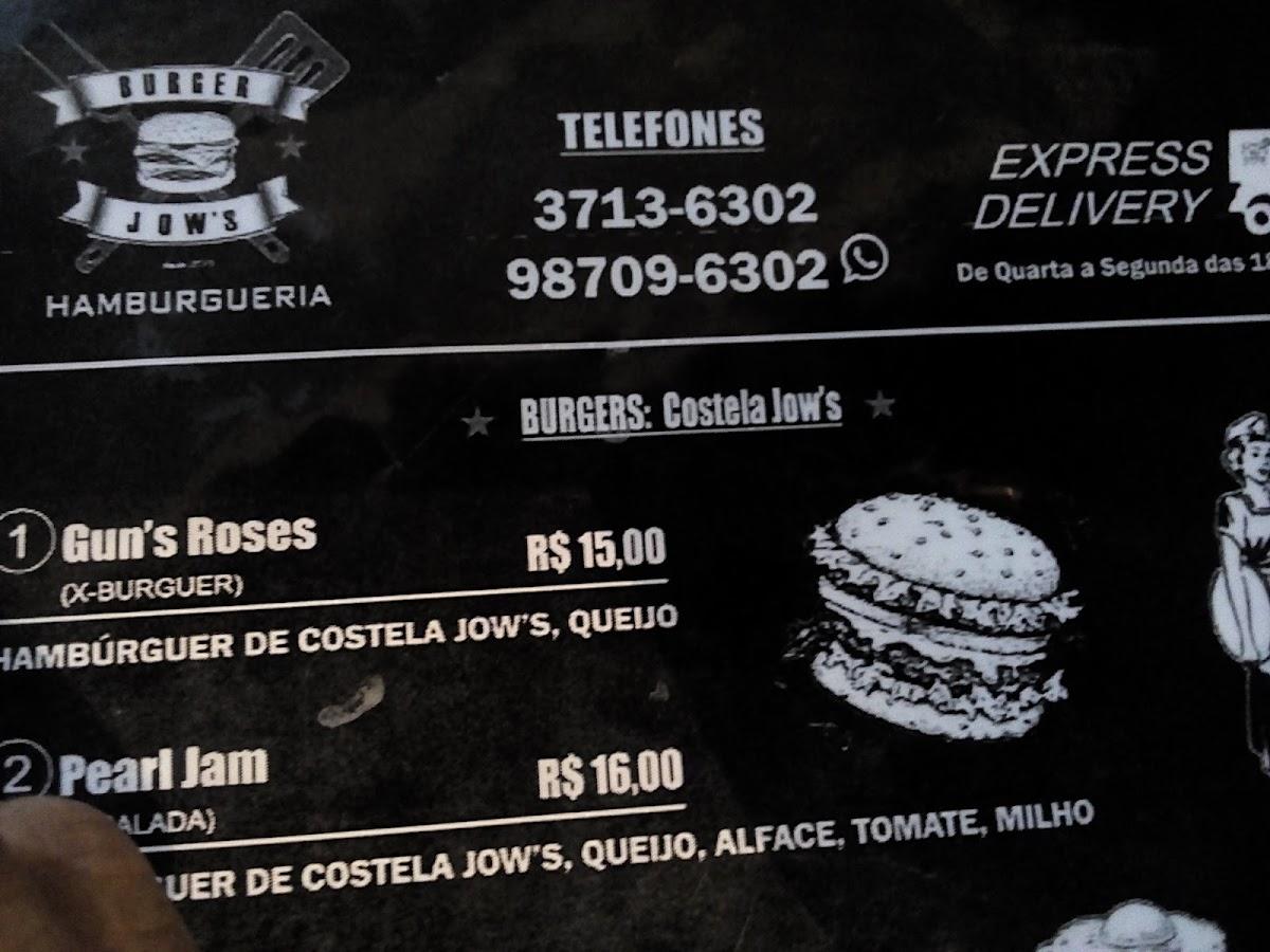Menu em BURGER JOW'S restaurante, Poços de Caldas