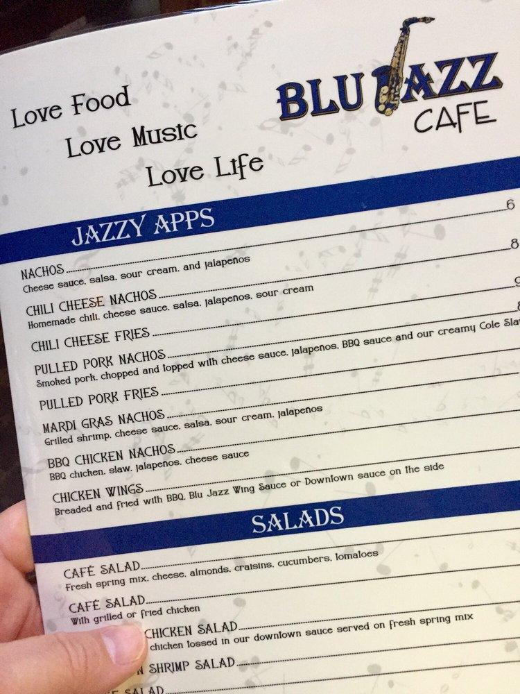 Menu at Blu Jazz Cafe, Hattiesburg