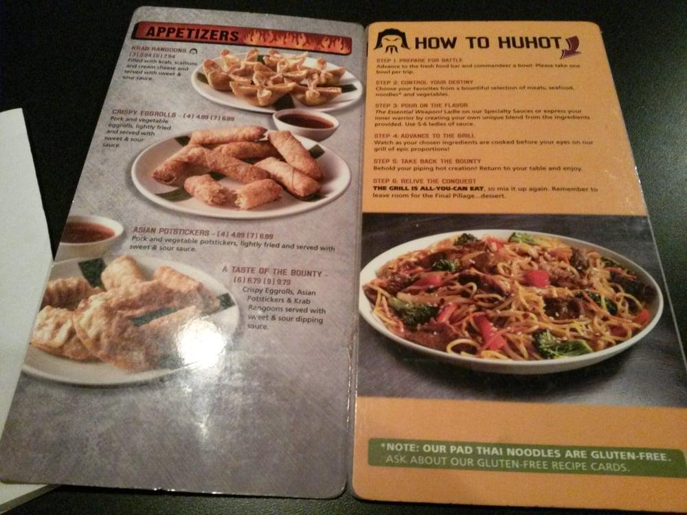 Menu at HuHot Mongolian Grill restaurant, San Antonio, W I-10
