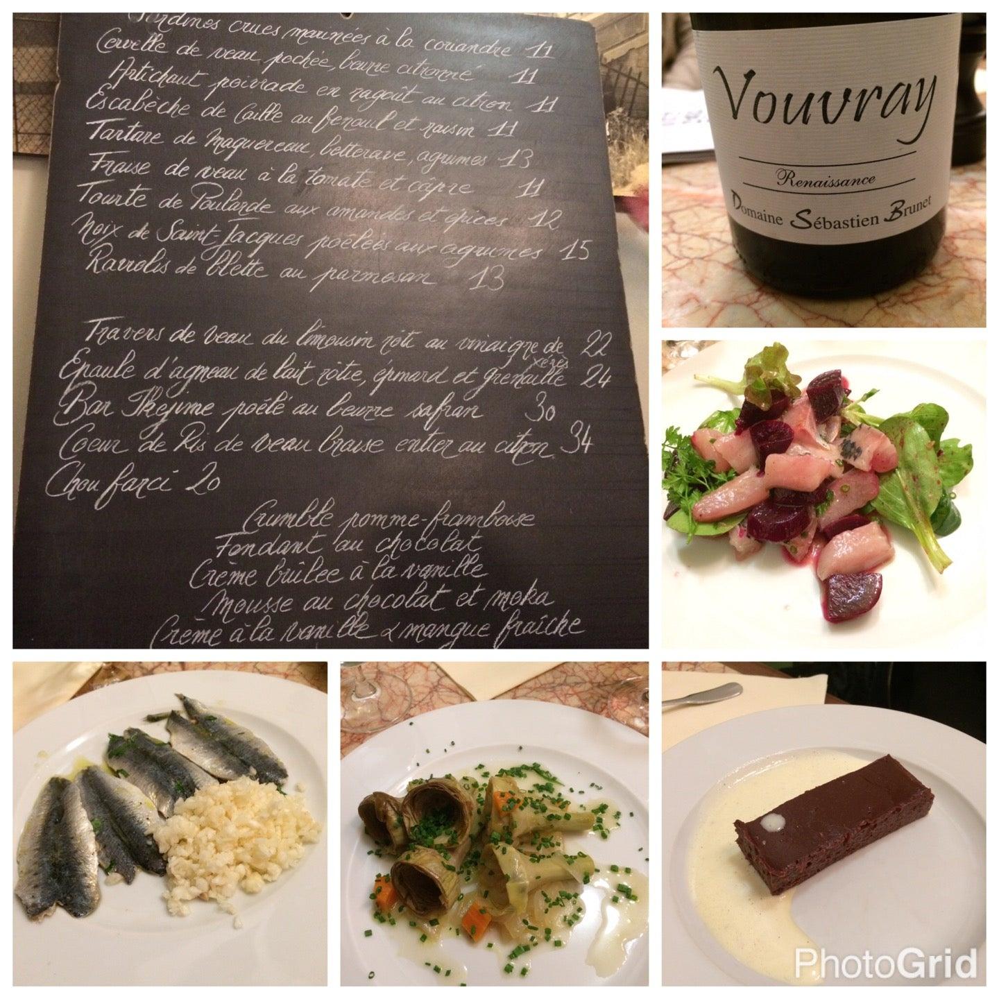 Menu at Le Baratin, Paris, 3 Rue Jouye-Rouve