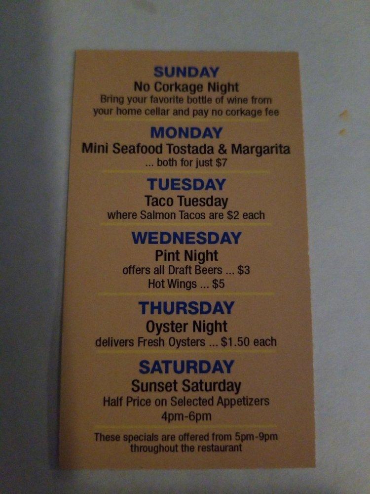 Menu at Rosy's At The Beach restaurant, Morgan Hill