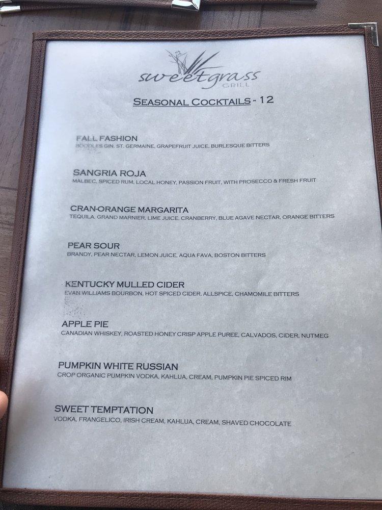 Menu at Sweet Grass Grill restaurant, Tarrytown