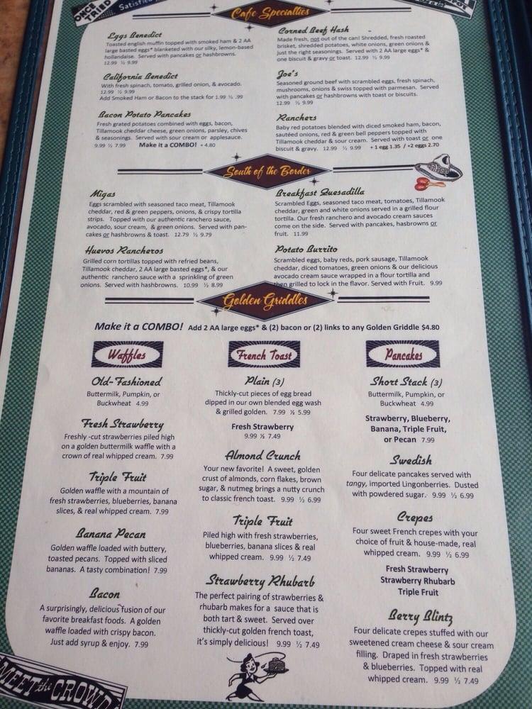 Menu at Woodinville Cafe, Woodinville
