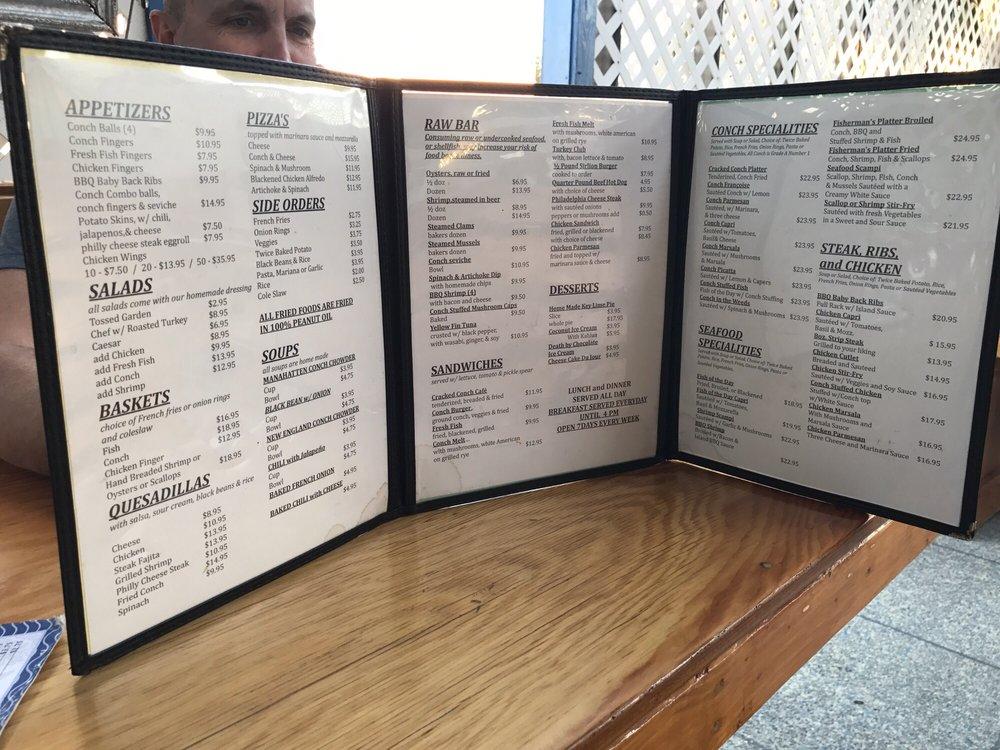 Menu at Cracked Conch Cafe, Marathon