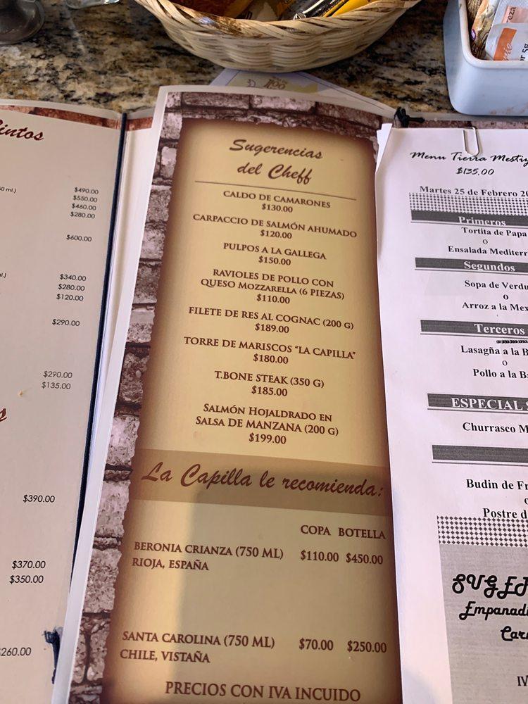 Carta de La Capilla Restaurante & Bar, Ciudad de México, Isabel La ...