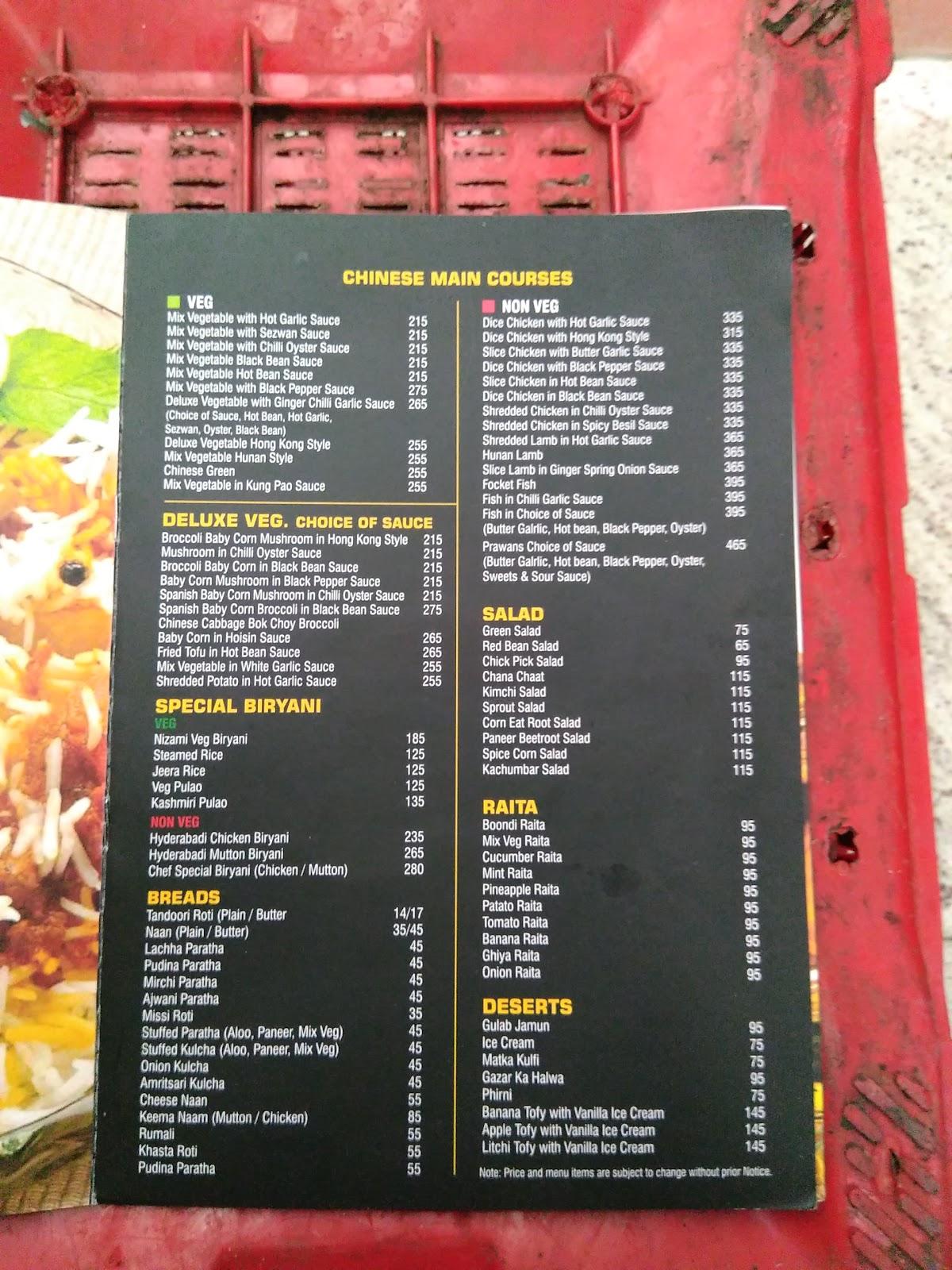 Menu at Capital Curry, Delhi, Living Style Mall