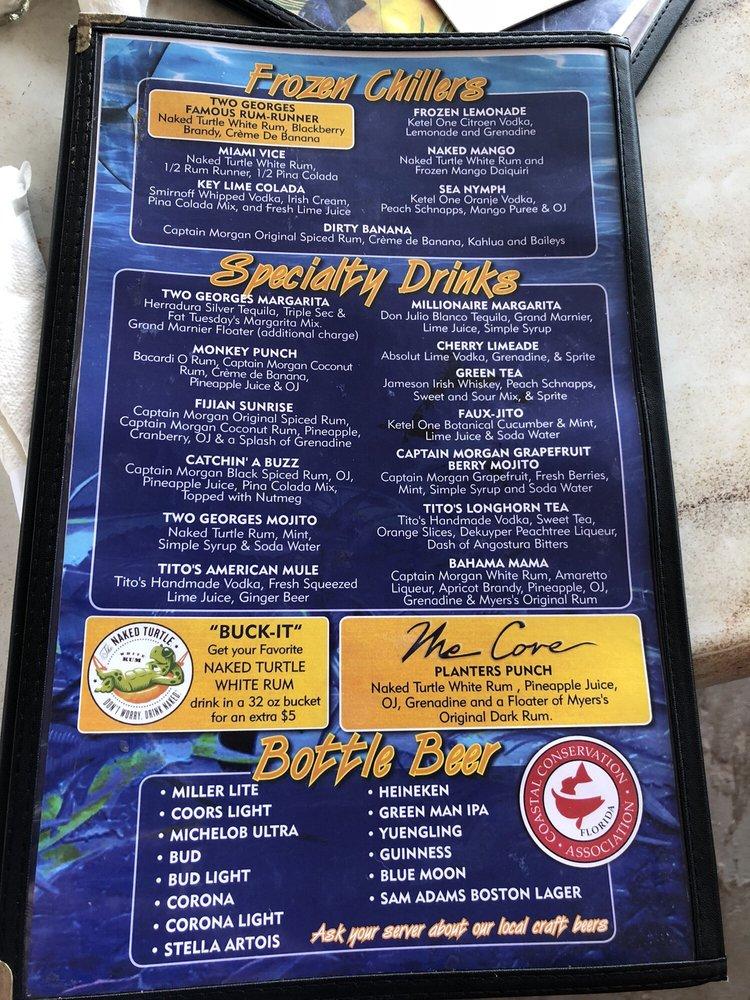 Menu at Two Georges at The Cove pub & bar, Deerfield Beach