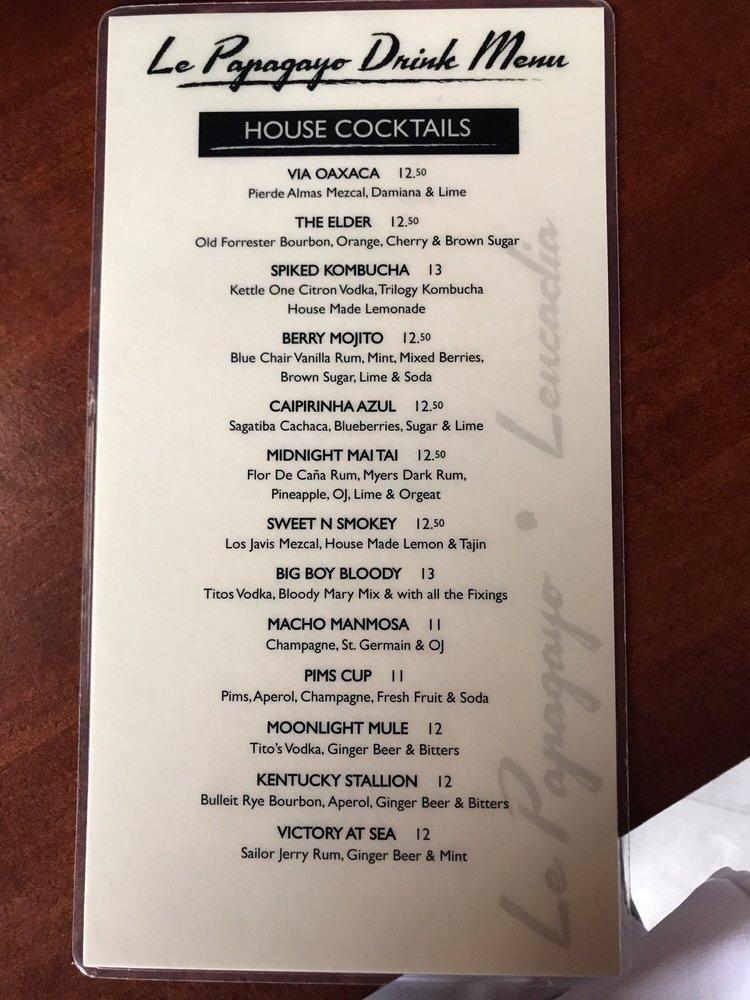Carta del restaurante Le Papagayo, Encinitas, N Coast Hwy 101