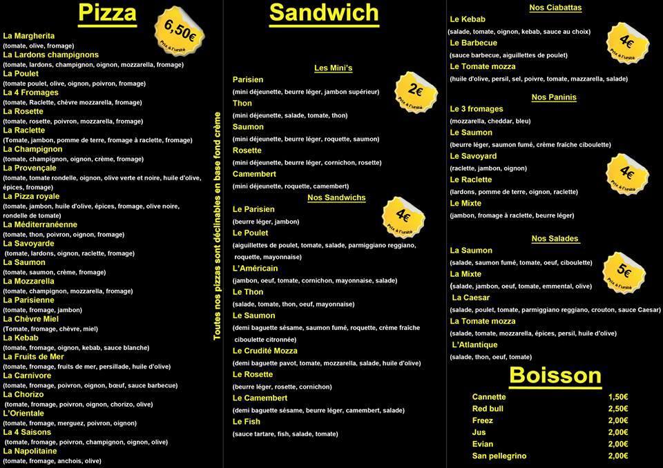 Menu at L'épi d'or (Au Tacos) restaurant, Boyer, Le Jonchet