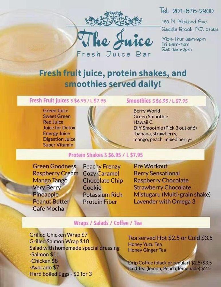 Menu at The Juice pub & bar, Saddle Brook