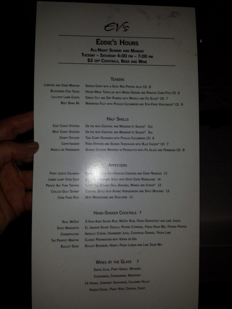 Menu at Eddie V's Prime Seafood steakhouse, Scottsdale, N Scottsdale Rd ...