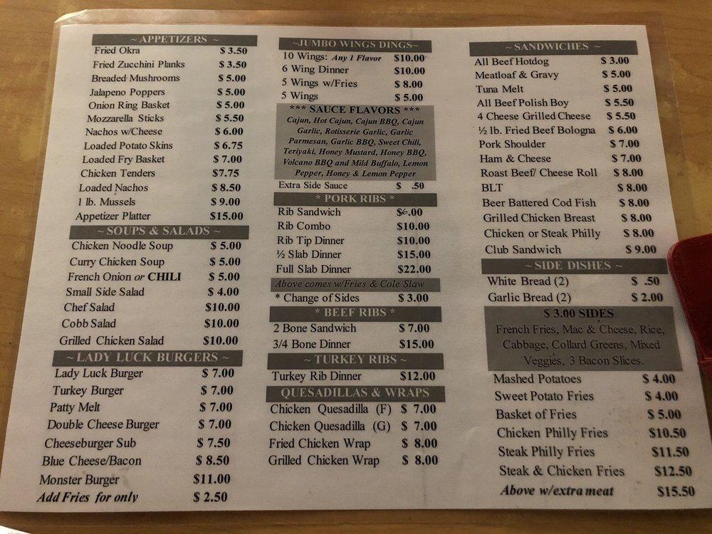 Menu at Lady Luck MTS Bar & Grill, Cleveland