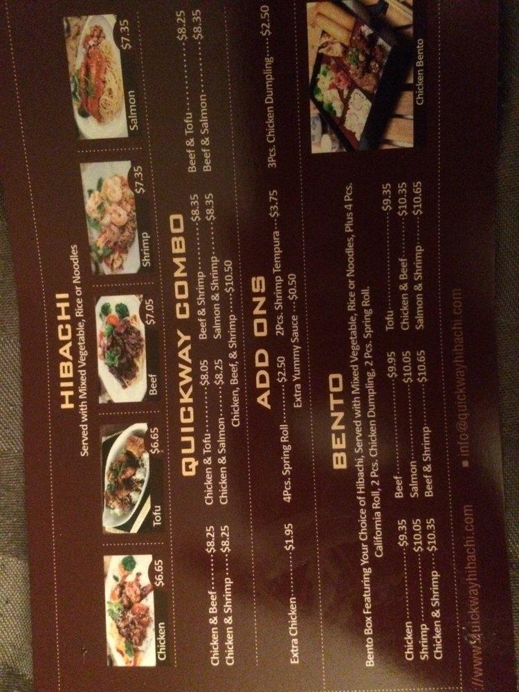 Menu at Quickway Hibachi restaurant, Forestville