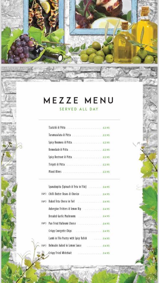 Menu at Dollakis restaurant, Enniskillen