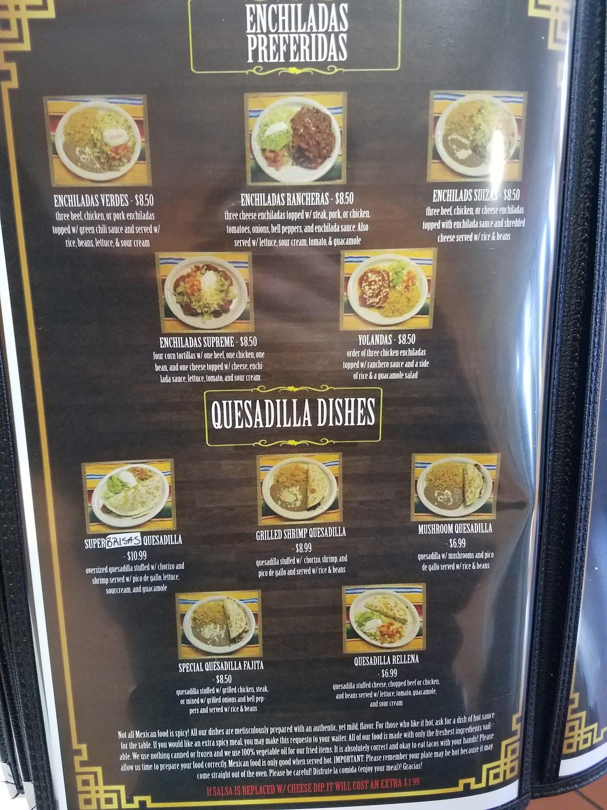 Menu at Las Brisas Authentic Mexican Restaurant, Pevely