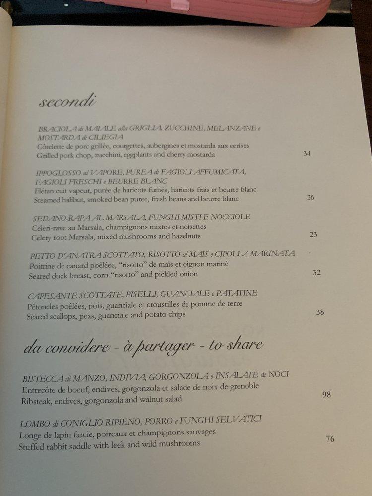 Menu at Nora Gray restaurant, Montréal