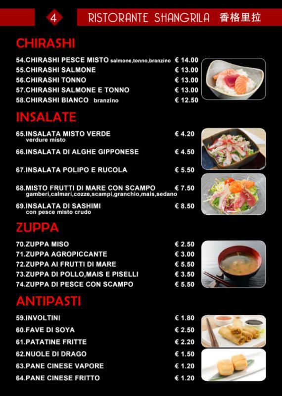 Menu da RISTORANTE SHANGRILA, Valdagno