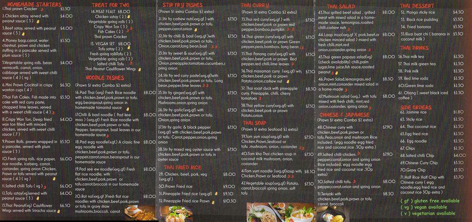 Menu at Siam Kitchen - Thai Food in Belfast restaurant, Belfast