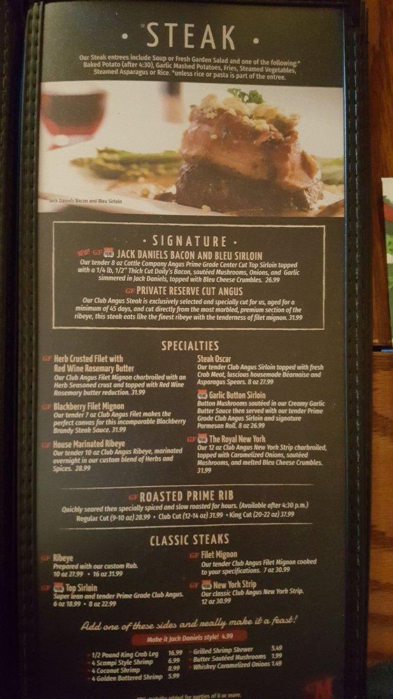 Menu at The Montana Club Restaurant, Great Falls