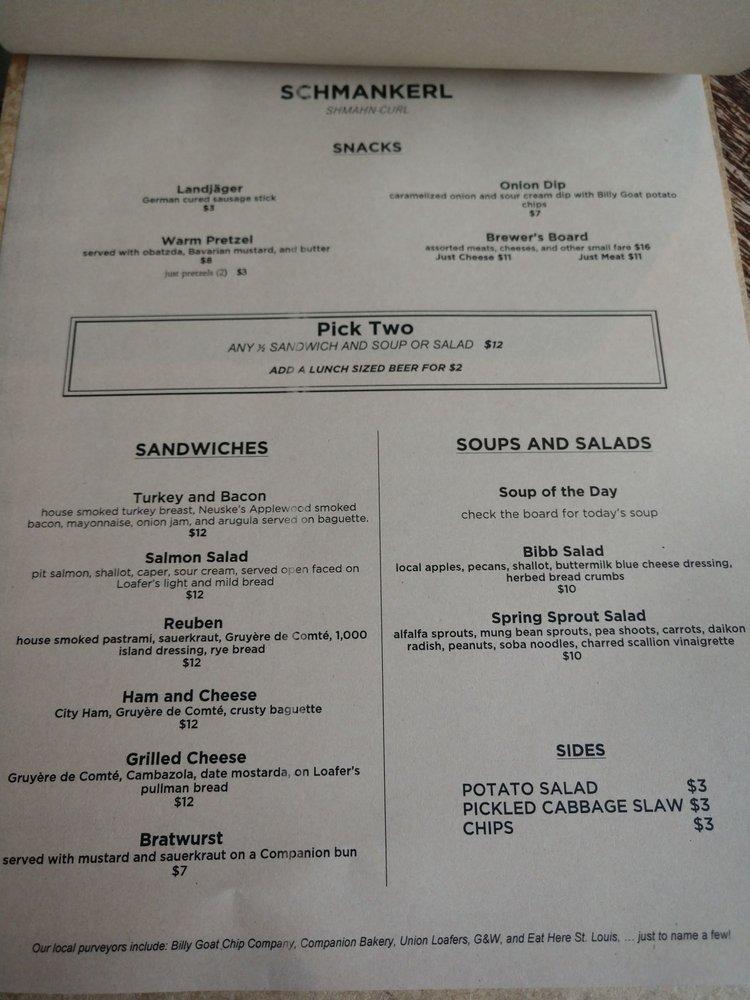Menu at Urban Chestnut Midtown Brewery and Biergarten restaurant, St ...