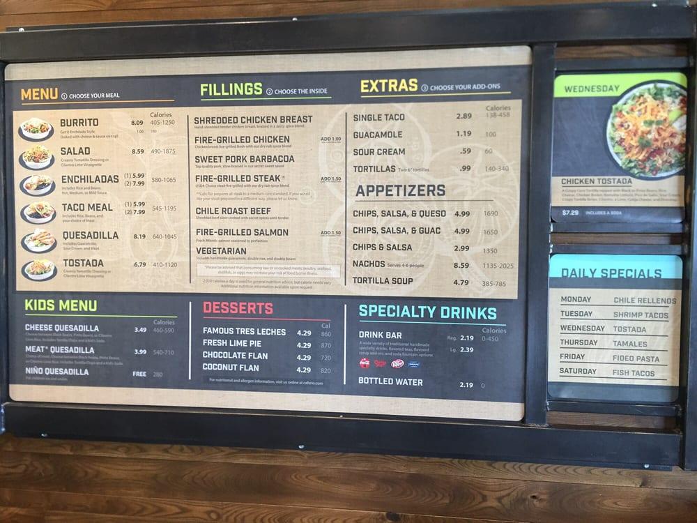 Menu at Cafe Rio Fresh Modern Mexican, Las Vegas, S Durango Dr