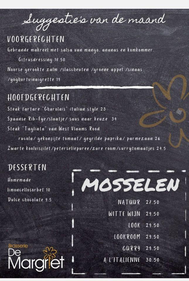 Menu at De Margriet, Mechelen, Bruul 52