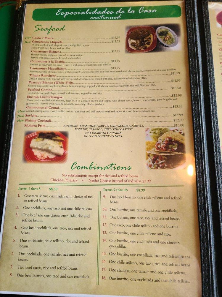Menu at El Comal Mexican Restaurant, Bessemer