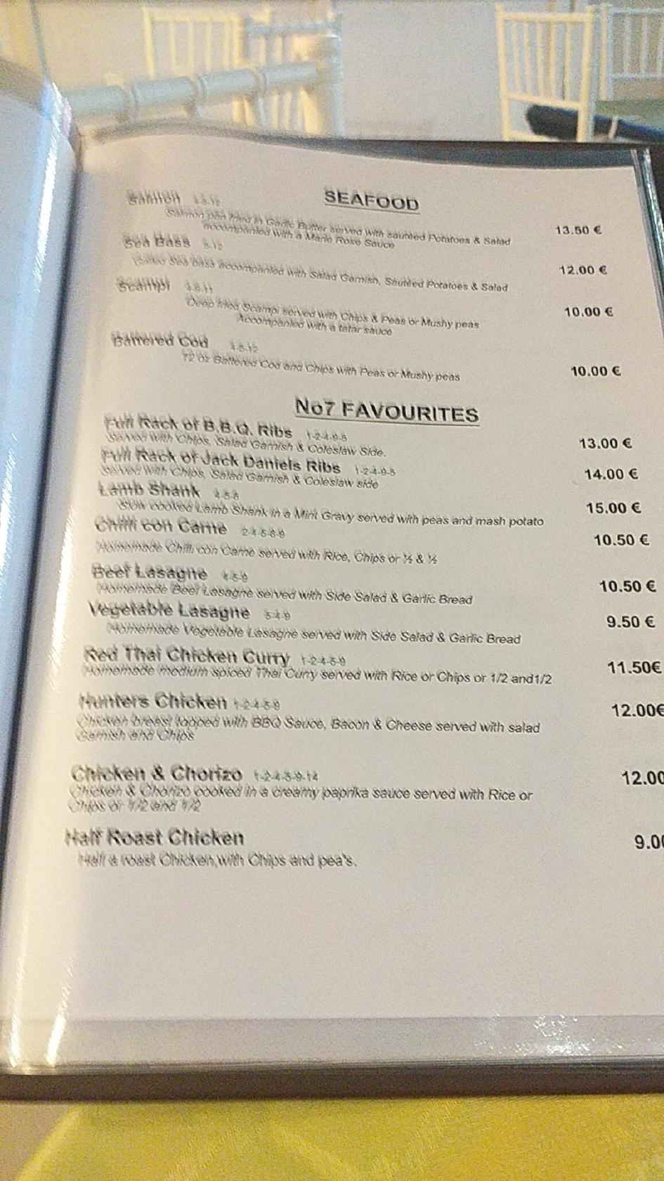 Menu at Restaurant No.7, Benalmádena, Av. Antonio Machado