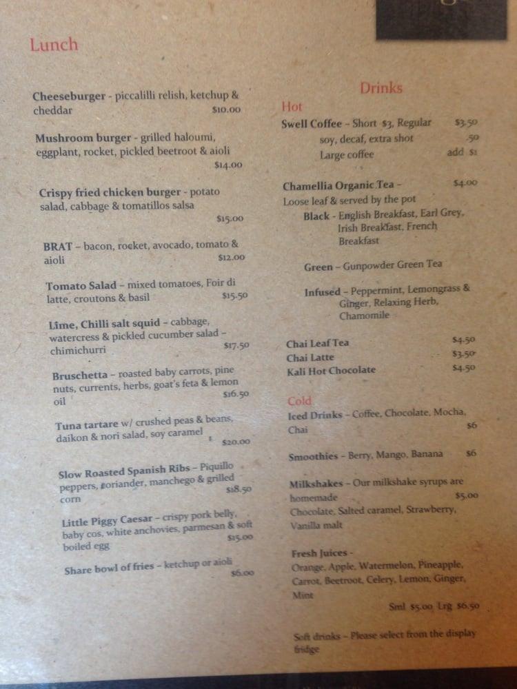 Menu at 5 Little Pigs cafe, Huskisson