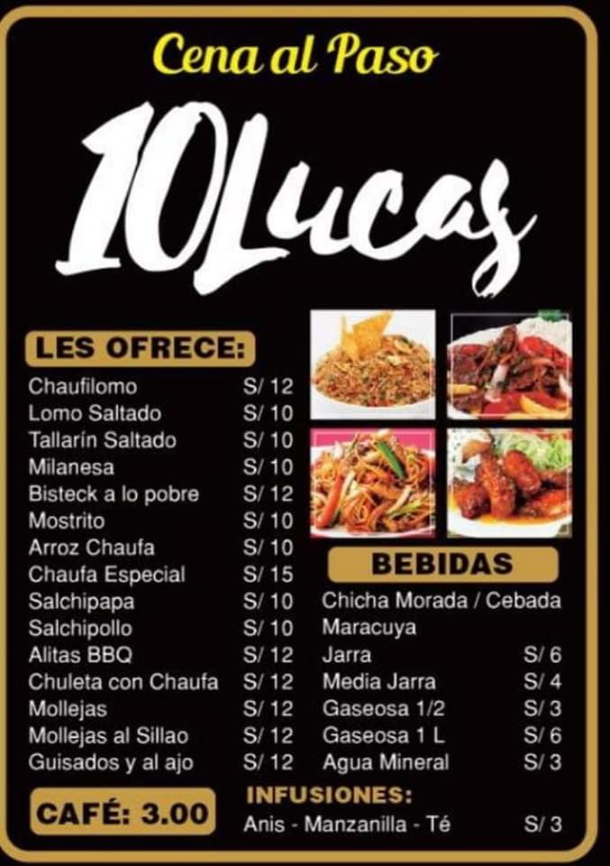 Menu at 10 Lucas Premium restaurant, Chiclayo