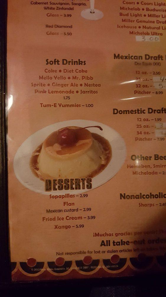 Menu at El Rancho restaurant, Stuart