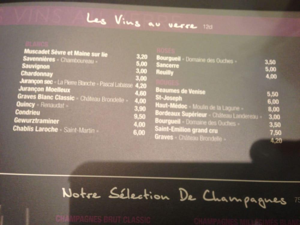 Menu at Le Café Noir, Rennes