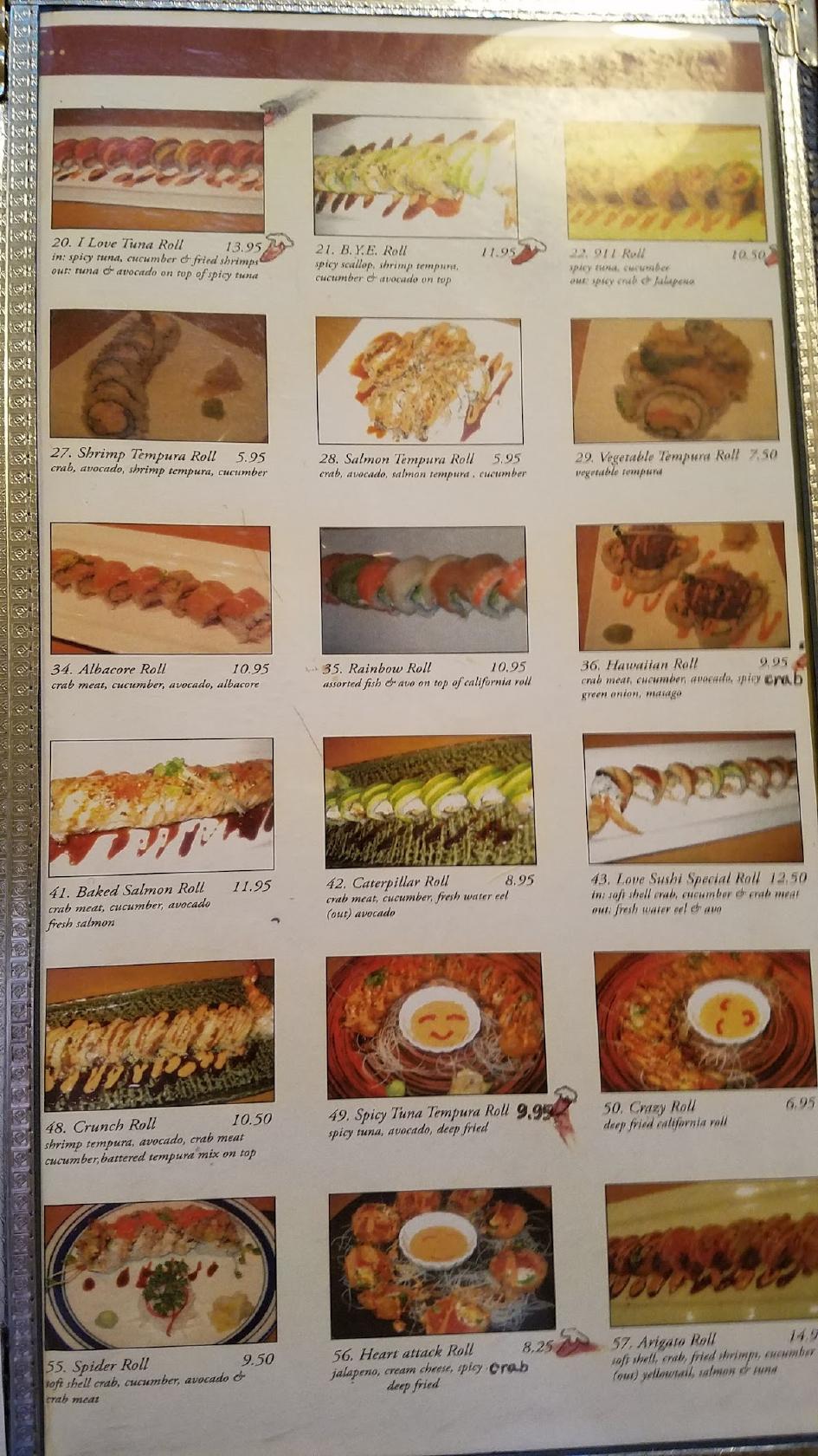 Menu at Love Sushi restaurant, Jefferson City, Missouri Blvd