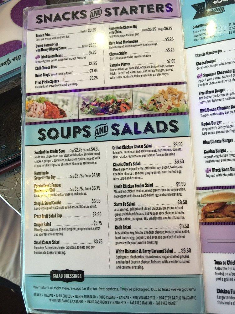 Menu at The Purple Cow Restaurant, Hot Springs
