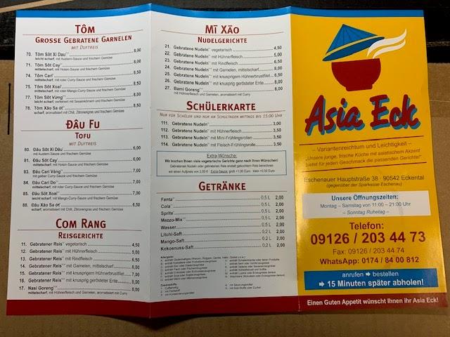 Speisekarte von Asia Eck restaurant, Eckental