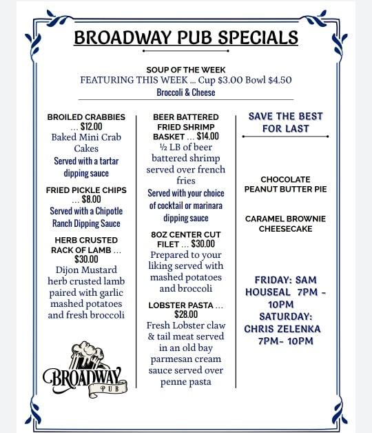 Menu at Broadway Pub, Bangor