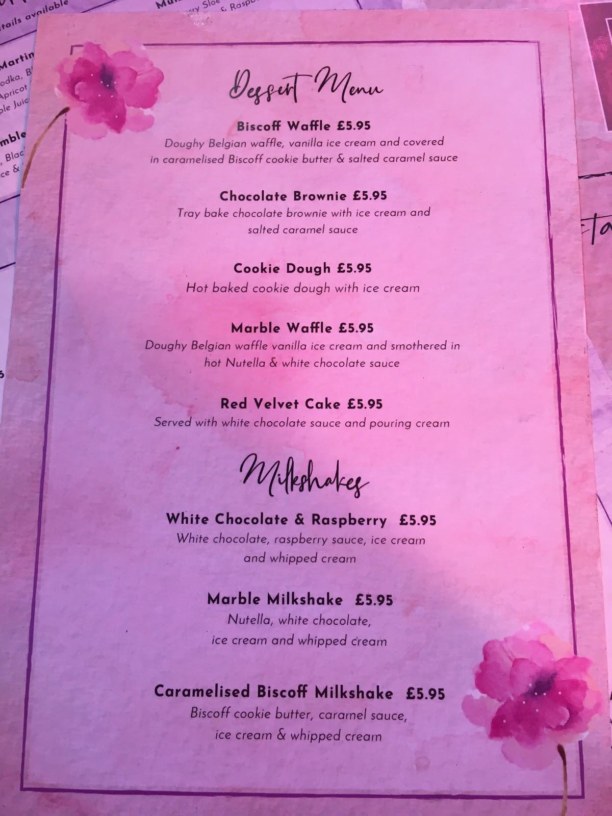 Menu at Drip restaurant, Bury