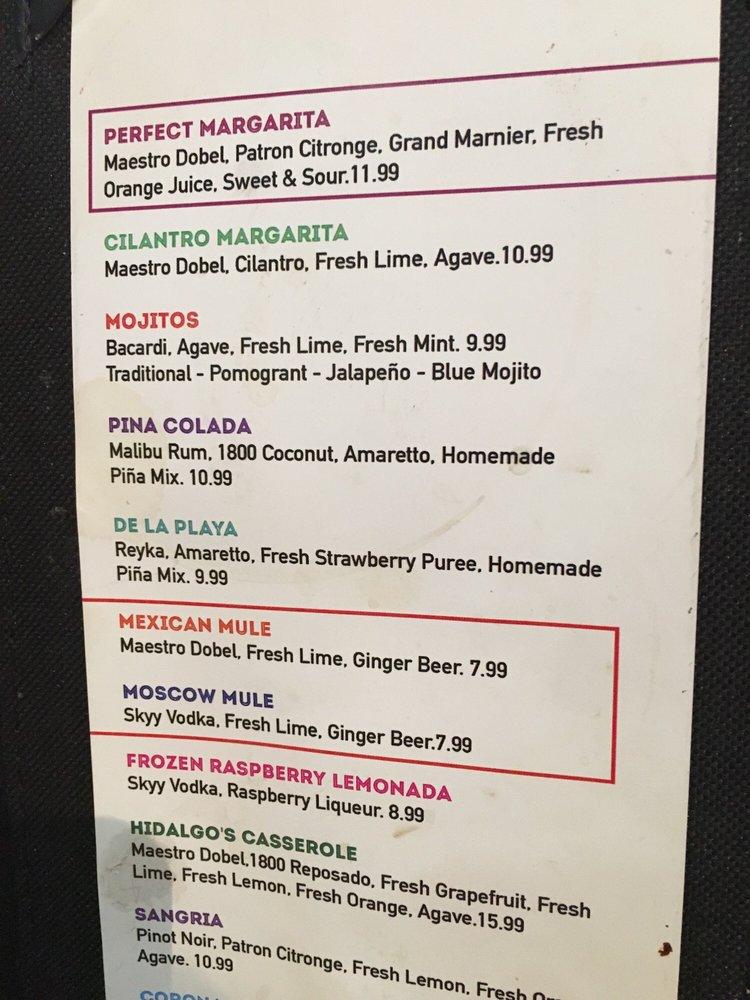 Menu at Hidalgo's Mexican Restaurant & Cantina, Edmond