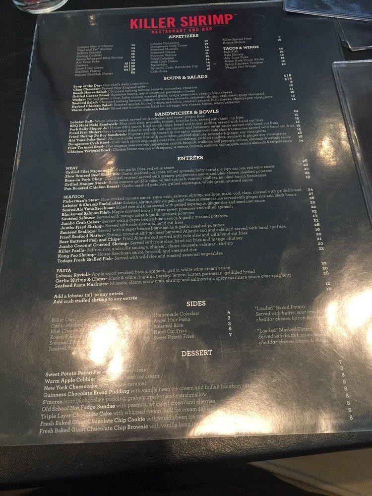 Menu at Killer Shrimp pub & bar, Marina del Rey, Admiralty Way