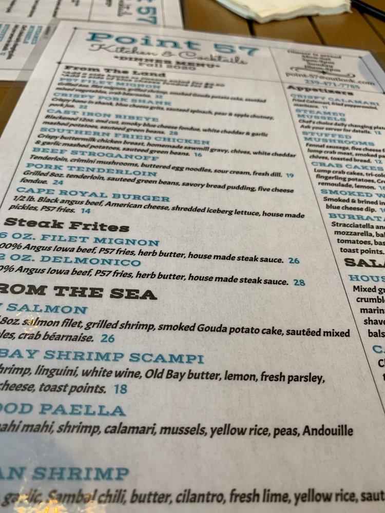 Menu at Point 57 Kitchen & Cocktails restaurant, Cape Coral