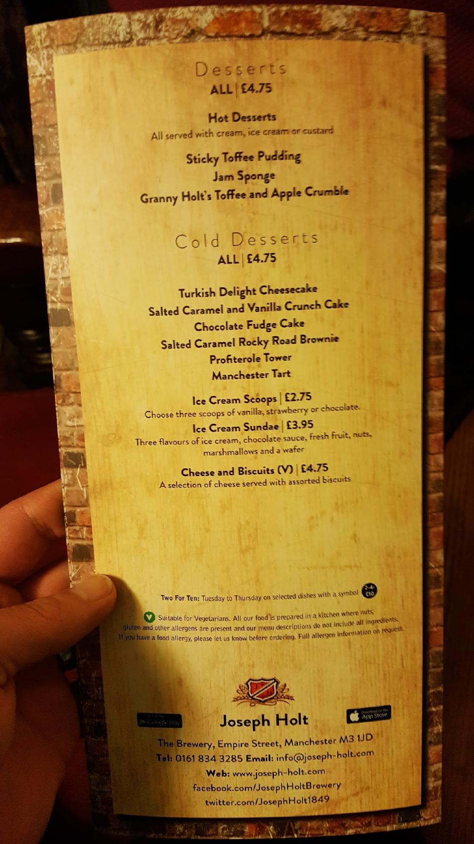 Menu at The Abbey pub & bar, St Helens, The Abbey Hotel