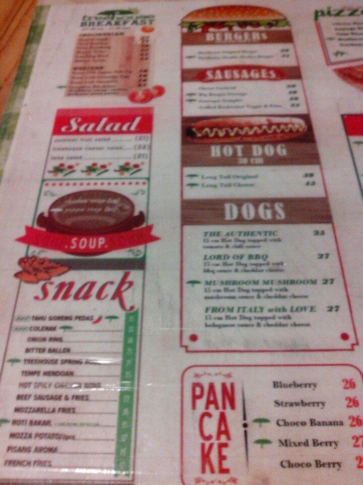 Menu at treehouse Cafe, Bandung, Cihampelas Walk