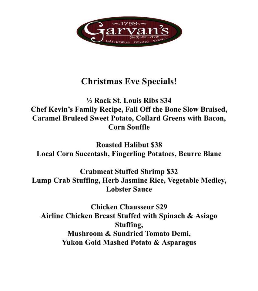Menu at Garvan's Gastropub, New Paltz
