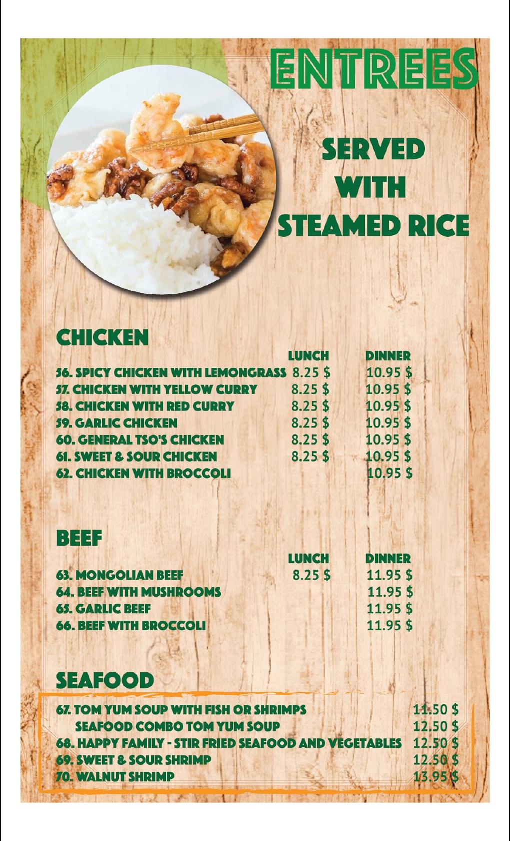 Carta de Linh Son Restaurant, Federal Way