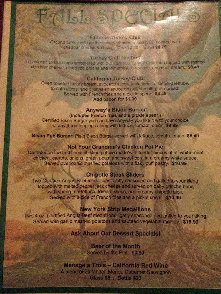 Menu at ANYWAY'S PUB - Oakbrook Terrace, Oakbrook Terrace