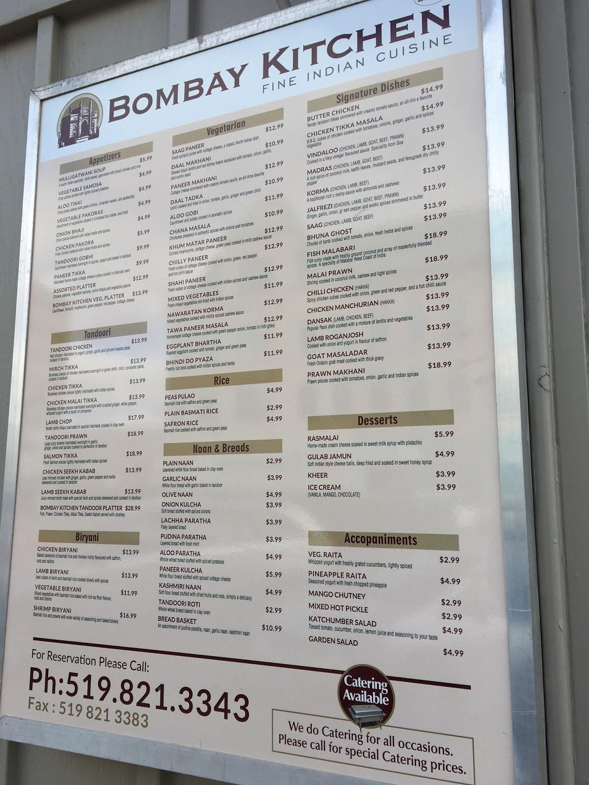Menu at BOMBAY KITCHEN FINE INDIAN & HAKKA CHINESE CUISINE restaurant ...