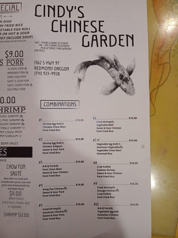 Cindy's Chinese Garden Menu