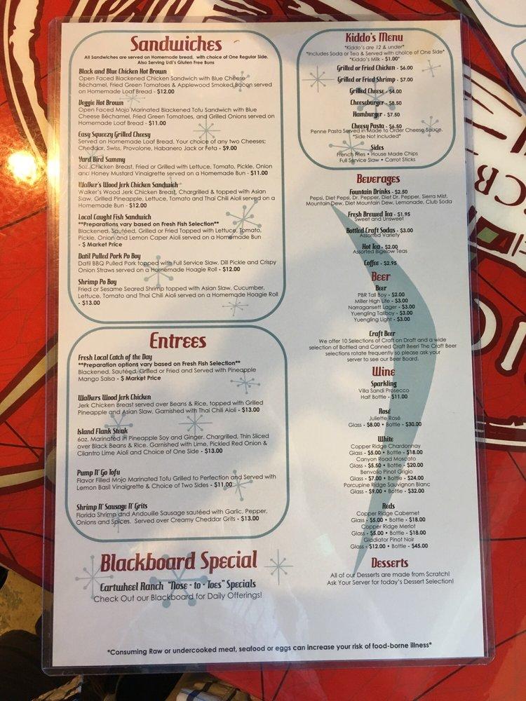 Menu at Gas Full Service Restaurant, St. Augustine