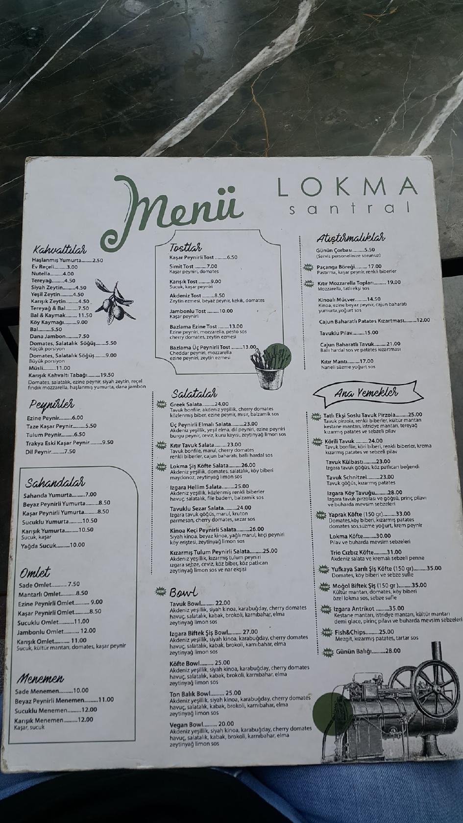 Menu at LOKMA Santral, Istanbul, İstanbul Bilgi Üniversitesi ...
