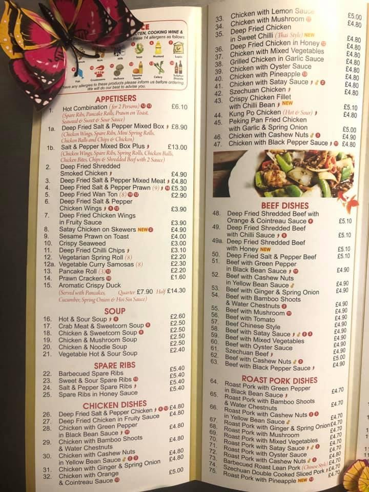 Menu at NEW HONG KONG restaurant, Barnsley